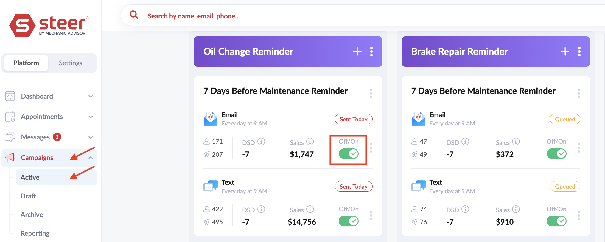 How to Edit and Enable Maintenance Reminder Campaigns
