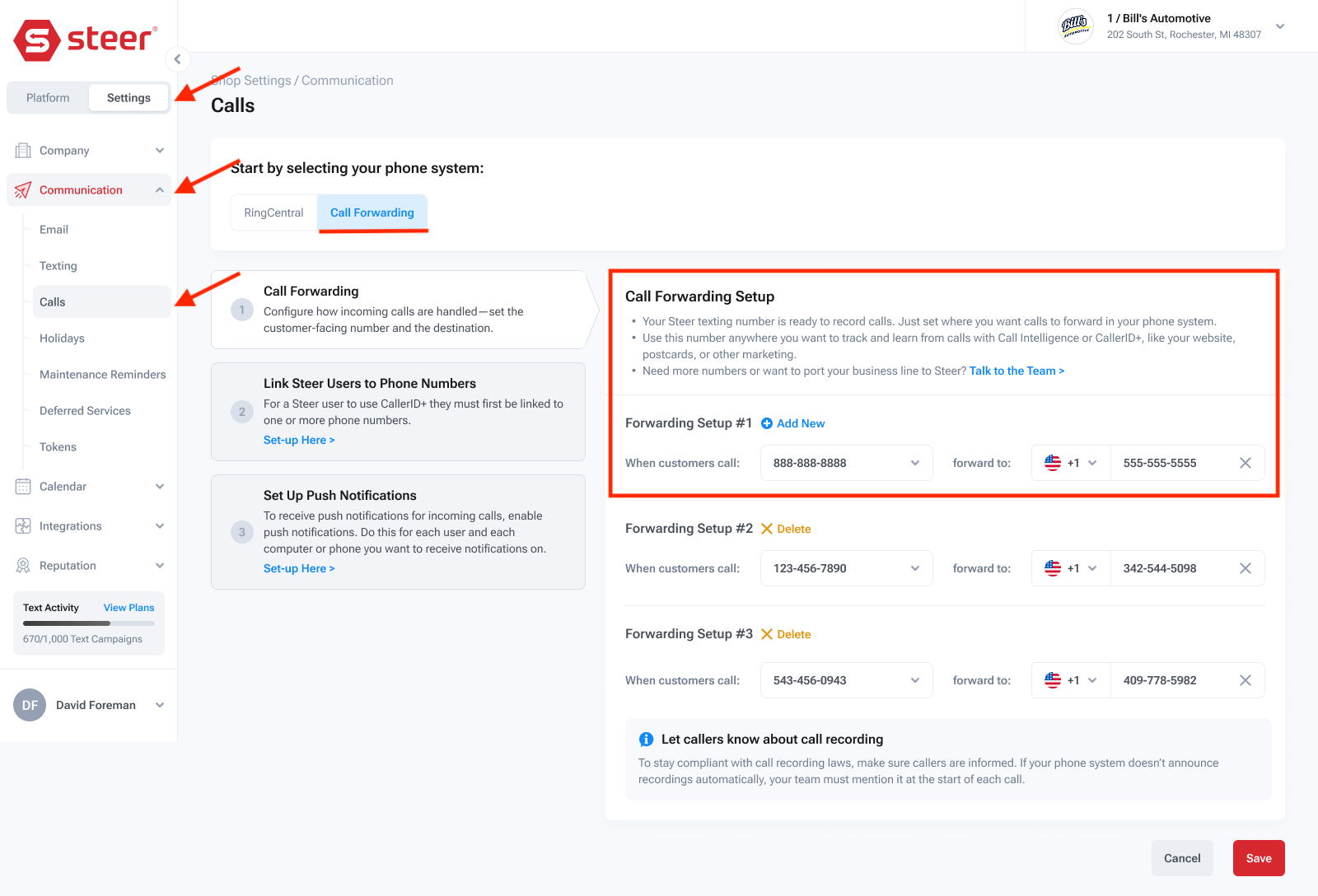 How to setup Call Forwarding with Steer's Call Intelligence Feature