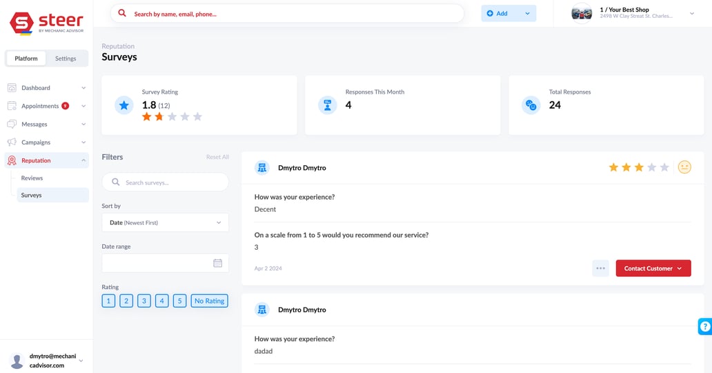 How to Create and Use Steer Surveys without Review Buttons - {survey.url}